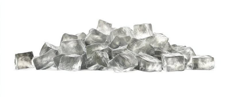 A Neatly Arranged Pile of Clear Ice Cubes on a Clean White Background ...