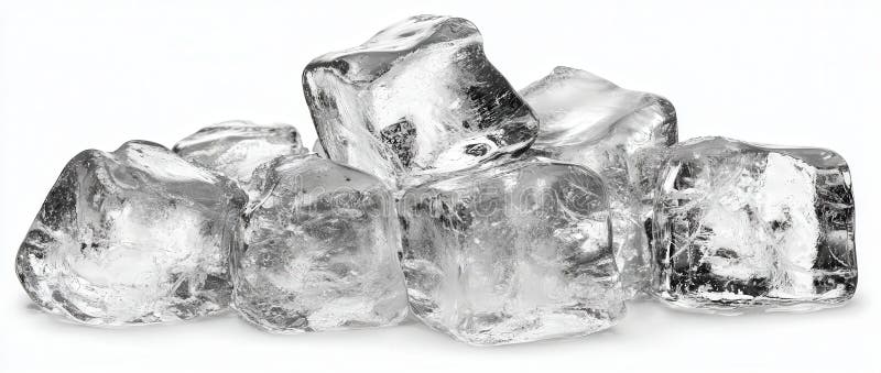 A Neatly Arranged Pile of Clear Ice Cubes on a Clean White Background ...