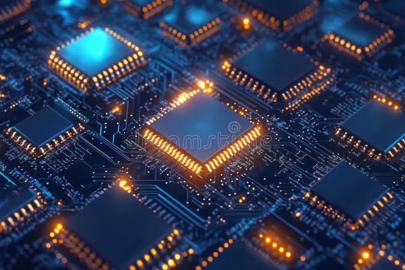 Neatly Arranged Silicon Chips with Intricate Circuitry: an Illustration ...