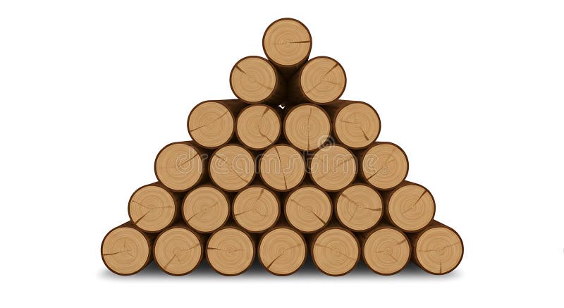 A Neatly Arranged Stack of Brown Wooden Logs Forms a Pyramid Shape ...