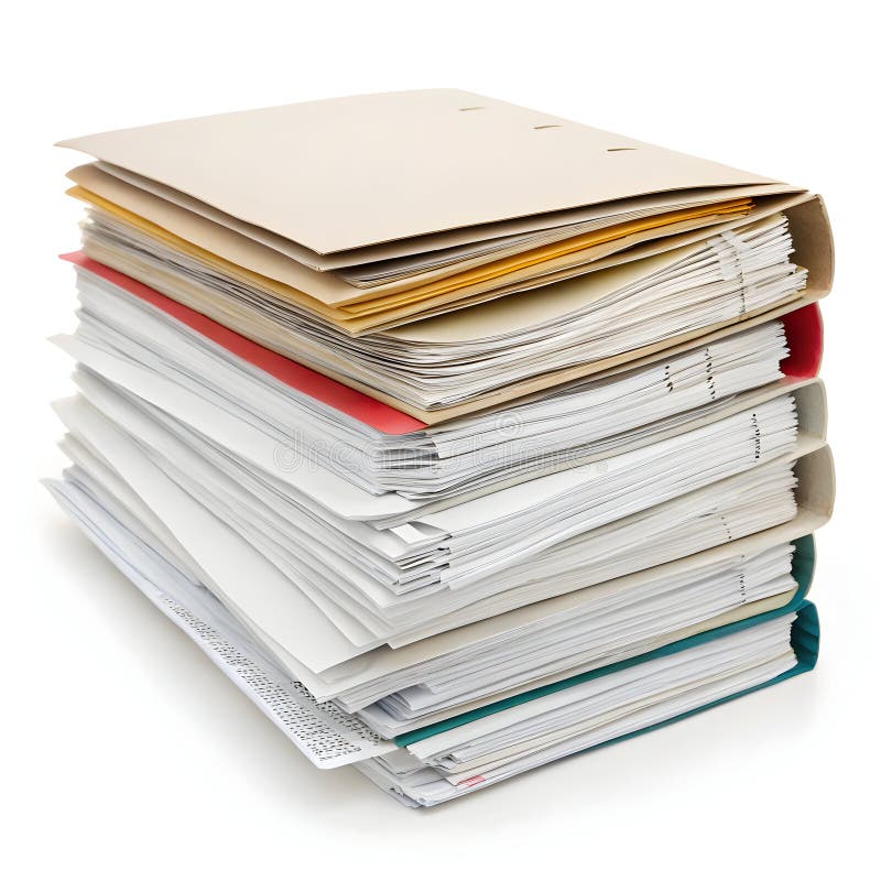 Stack of Paperwork Isolated on White Background Stock Illustration ...