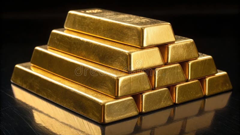 Neatly Arranged Stack of Shiny Gold Bars Displaying Wealth and Luxury ...