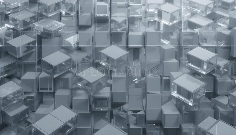 "Neatly Arranged Translucent Blocks on Modern Grey Tech Background ...