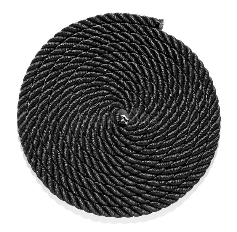 Neatly Coiled Braided Plaited Black Rope Stock Image - Image of circle ...