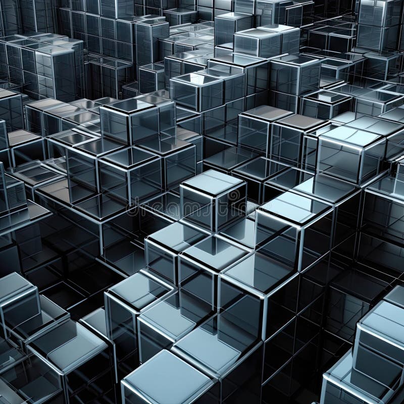 Neatly Constructed Translucent Blocks on Contemporary Tech Background ...