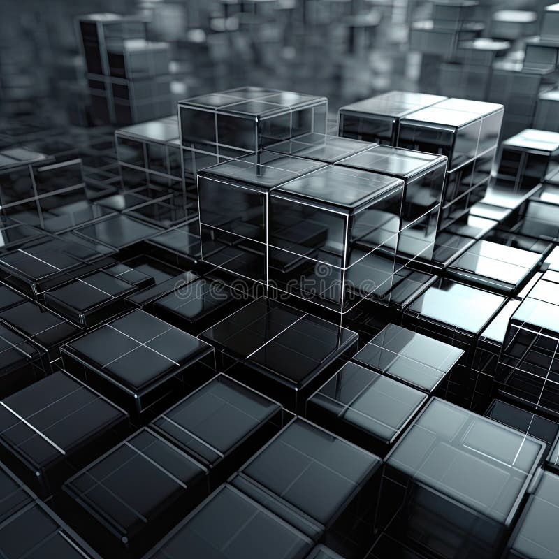 Neatly Constructed Translucent Blocks on Contemporary Tech Background ...