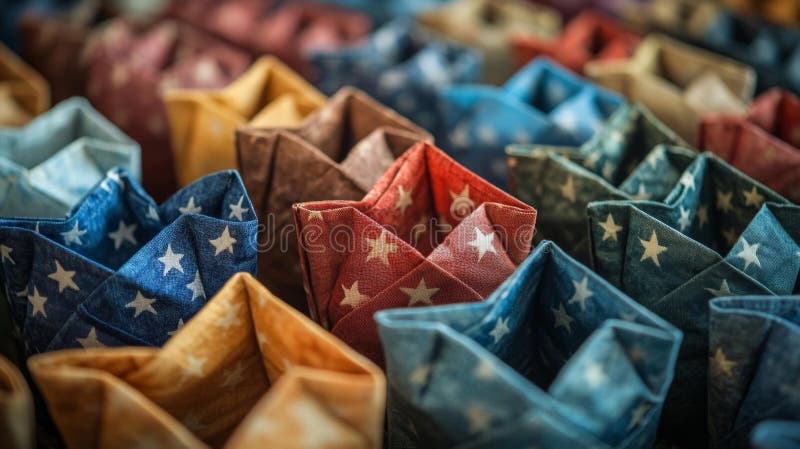 Neatly Folded American Flags Representing Honor and Service Stock ...