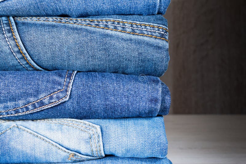 Neatly Folded Denim Clothing. Stock Image - Image of clothes, neatly ...