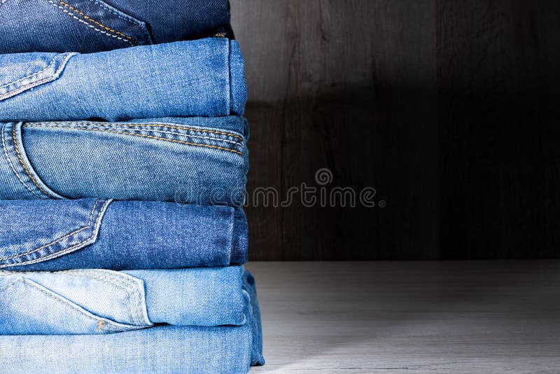 Neatly Folded Denim Clothing. Stock Image - Image of neatly, cloth ...