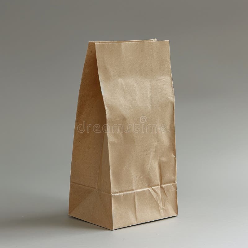 Neatly Folded Empty Craft Paper Bag on White Background with Soft ...