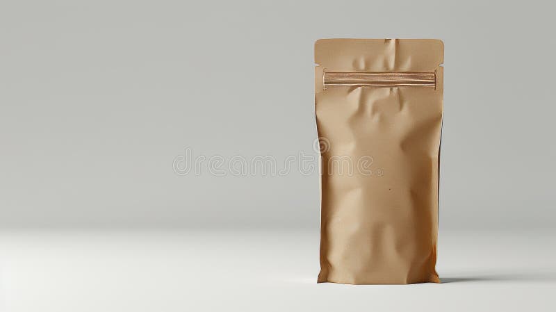 Neatly Folded Empty Craft Paper Bag on White Background, Softly Lit by ...