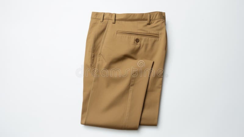Neatly Folded Pair of Khaki Pants Against a White Backdrop Stock ...