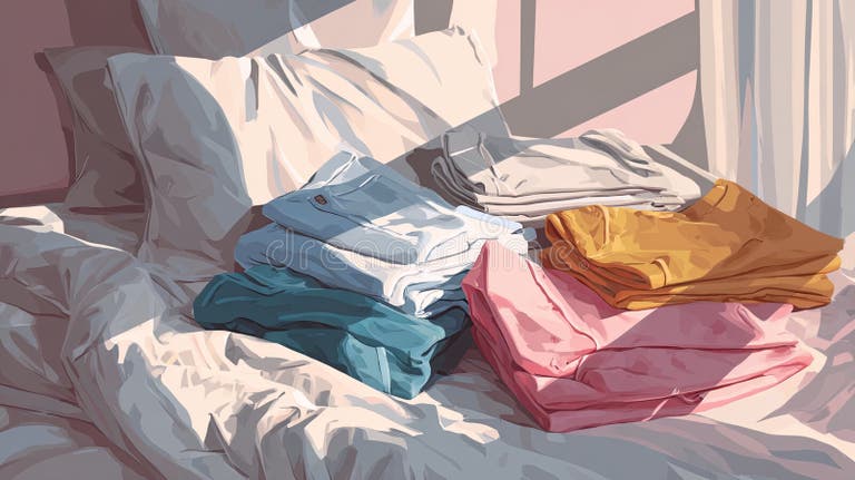 Neatly Folded Sheets Stack for Home Organization Stock Image - Image of ...