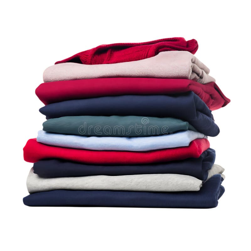 Neatly Folded Stack of Colorful Sweaters and Knitwear on a White ...