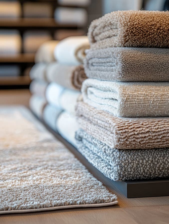 Neatly Folded Towels Stacked in a Serene, Organized Setting. Stock ...