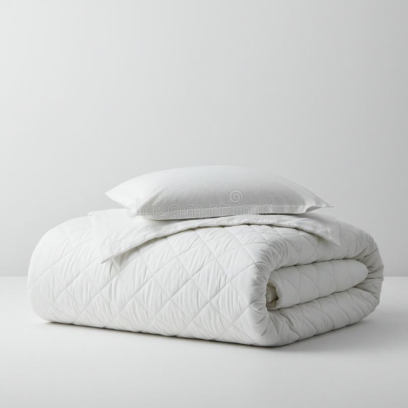 A Neatly Folded White Quilt with a Quilted Diamond Pattern is Placed on ...