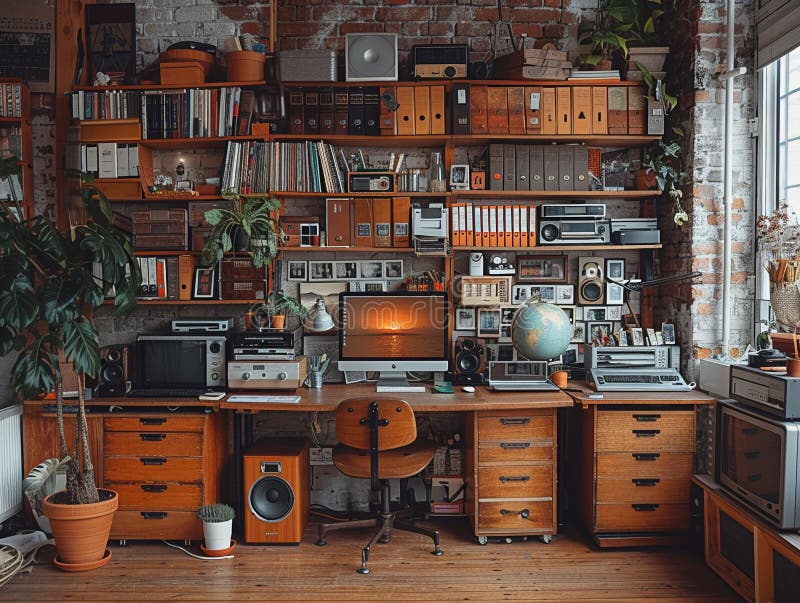 Neatly Organized Home Office Workspace Stock Image - Image of conducive ...