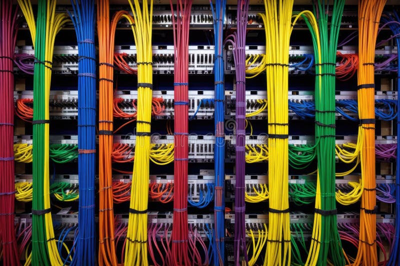 Neatly Organized Patch Cables in a Color-coded Scheme Stock Image ...