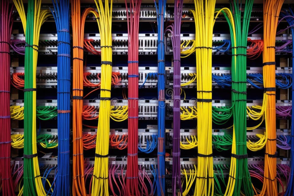 Neatly Organized Patch Cables in a Color-coded Scheme Stock Image ...