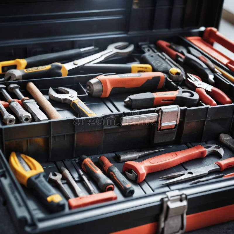 A Neatly Organized Toolbox Filled with Various Hand Tools Showcases ...