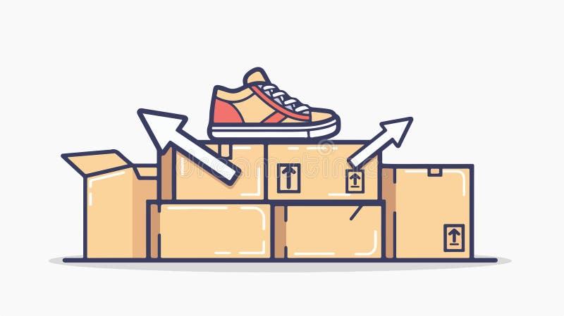 Neatly Packed Boxes Stacked with Shoe and Two Arrows Stock Vector ...