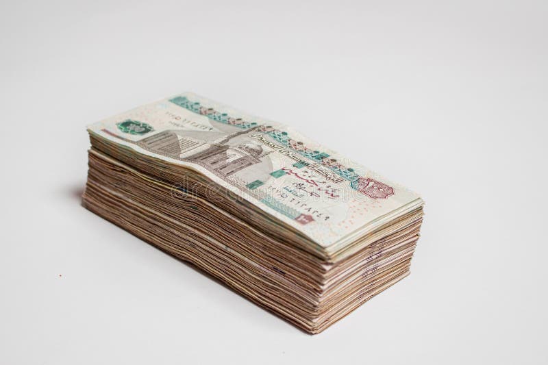 Egyptian 100 Pound Currency Bundles on White Background Stock Image ...