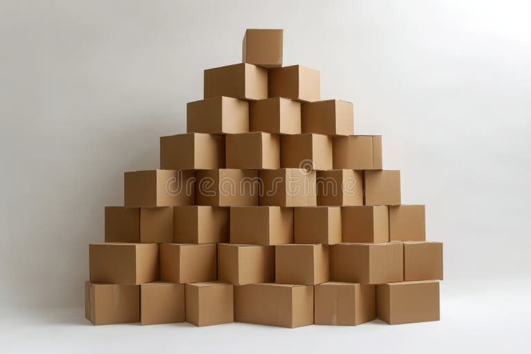 Neatly Stacked Cardboard Boxes Arranged in a Pyramid-like Structure ...