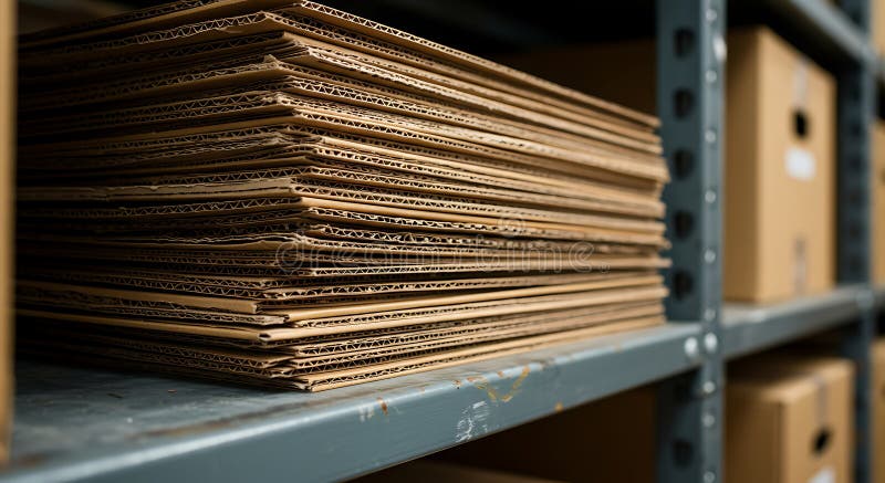 Stack of Cardboard Sheets in Warehouse Storage Stock Illustration ...