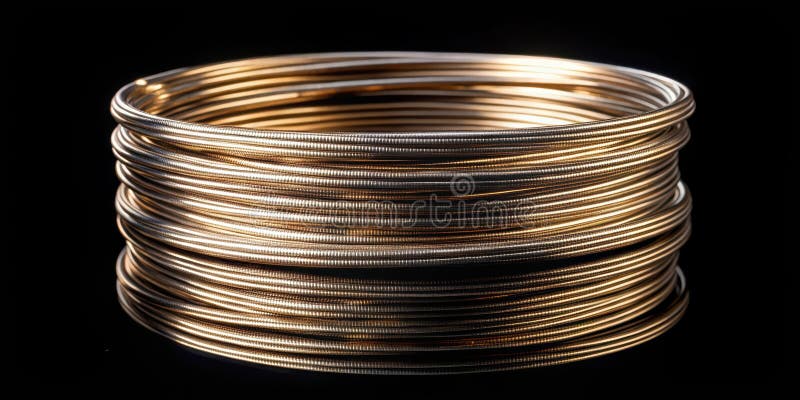 Neatly Stacked Coiled Metallic Wire on Reflective Surface. Generative ...