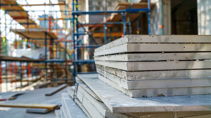 Neatly Stacked Drywall Sheets at a Construction Site Showcasing ...