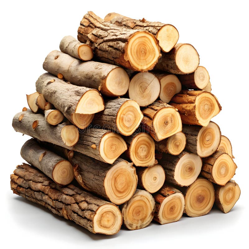 Stack of Firewood Logs on White Background Stock Illustration ...