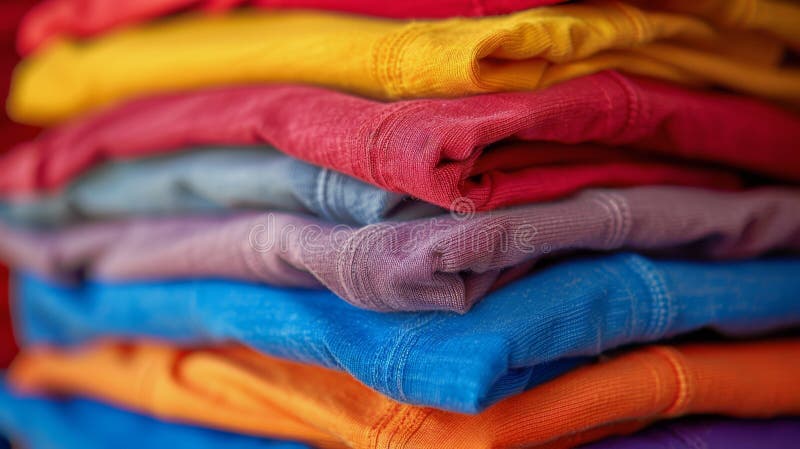 Neatly Stacked Folded Shirts Stock Illustration - Illustration of ...