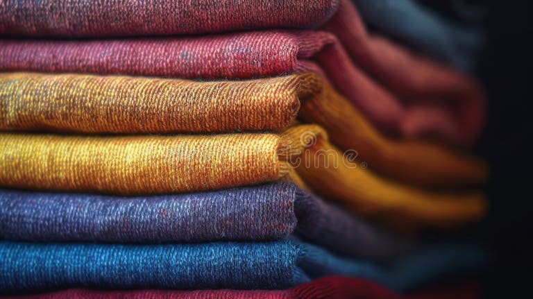 Neatly Stacked Folded Shirts Stock Photo - Image of clothes ...