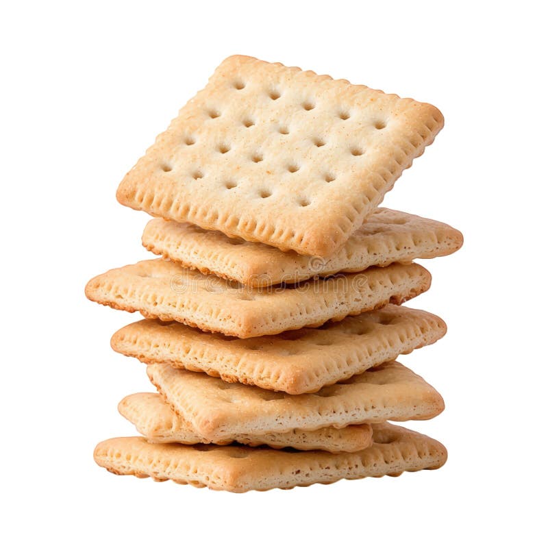 Stack of Square Butter Crackers Isolated Stock Photo - Image of stack ...