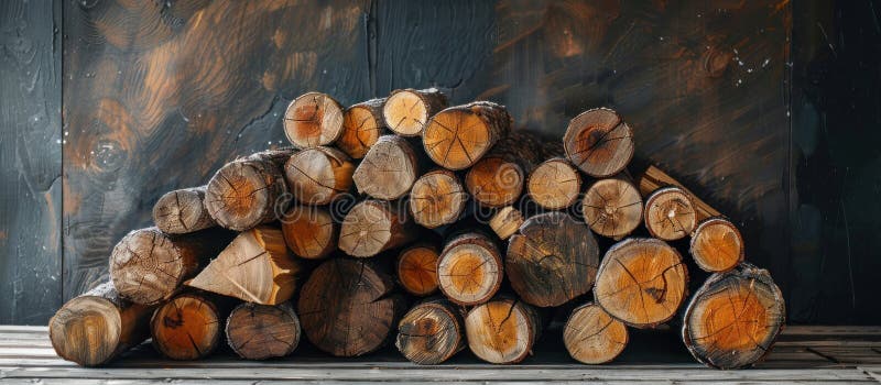 Neatly Stacked Logs on Wood Floor Stock Photo - Image of burn, forest ...