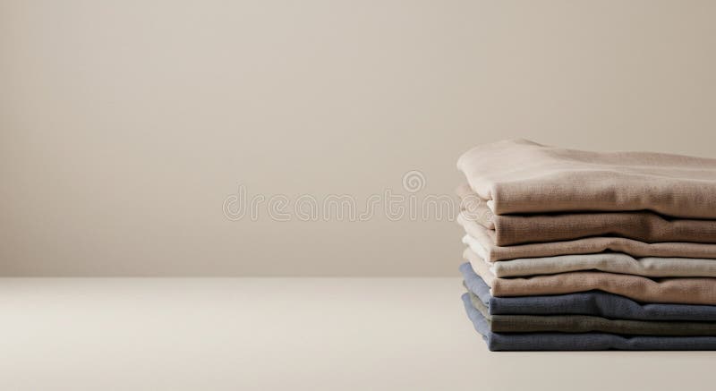 Neatly Stacked Neutral-Toned Clothing Stock Illustration - Illustration ...
