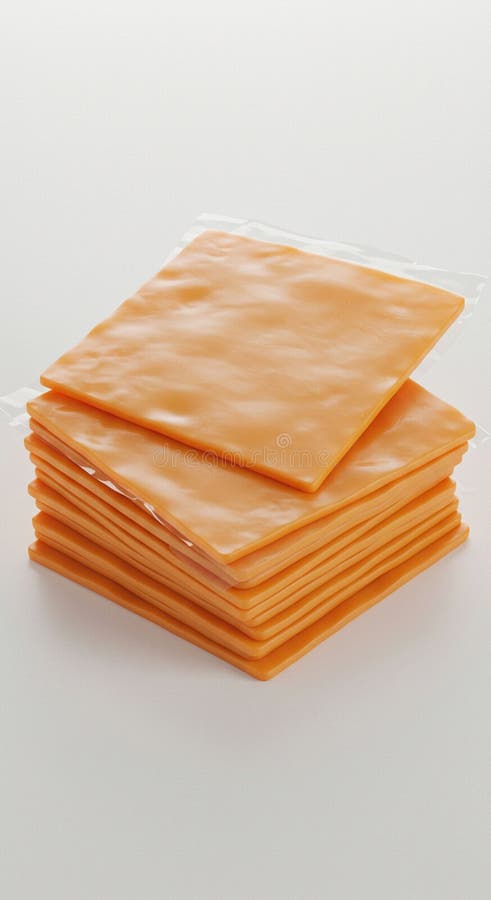 A Neatly Stacked Pile of Individually Wrapped Orange Cheese Slices is ...