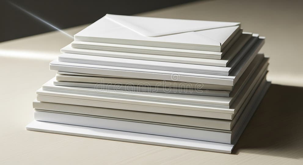 A Neatly Stacked Pile of White Envelopes and Papers is Placed on a ...