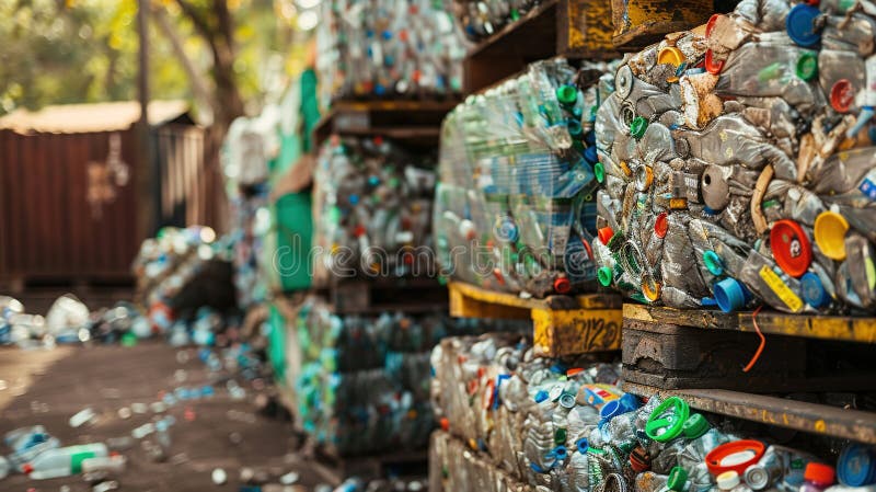 Neatly Stacked Plastic Bottles, Caps, and Containers Stock Illustration ...