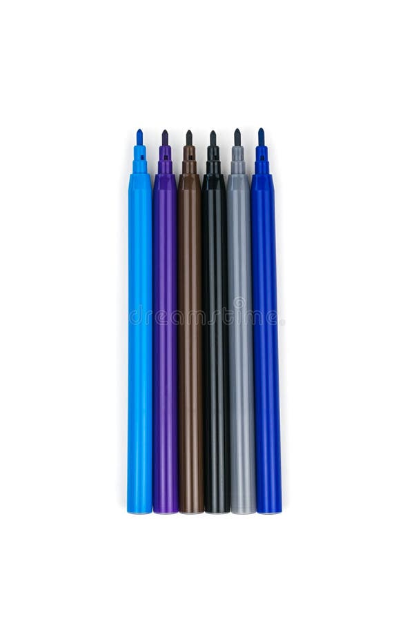 A Neatly Stacked Set of Markers Isolated on a White Background Stock ...