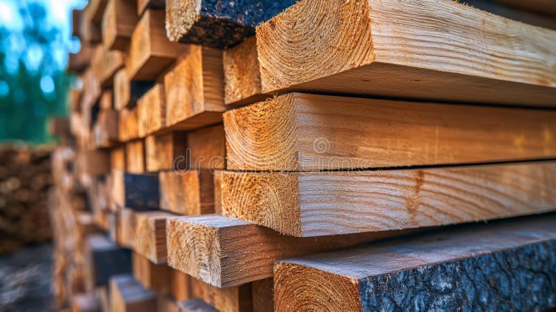 Neatly Stacked Timber Logs in a Rustic Setting Surrounded by Lush ...