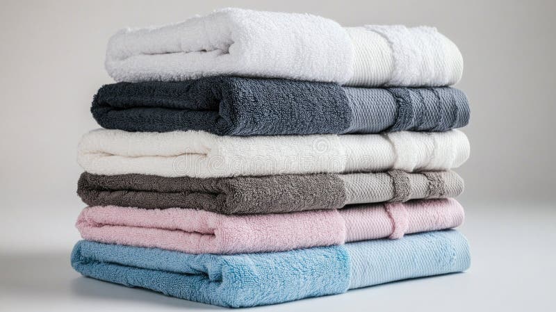 Neatly Stacked Towels with Assorted Colors Stock Image - Image of ...