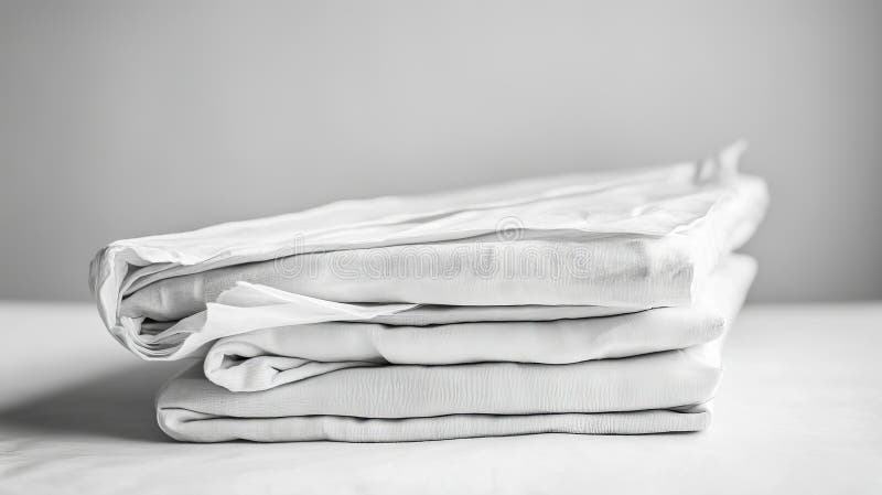 Neatly Stacked White Bed Linens and Sheets on a Light Background for ...