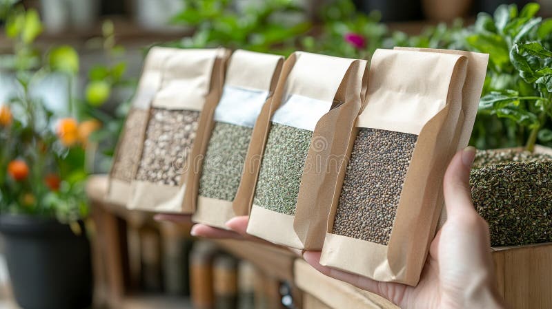 Neatly Wrapped Seed Packets, Celebrating International Seed Day. Stock ...