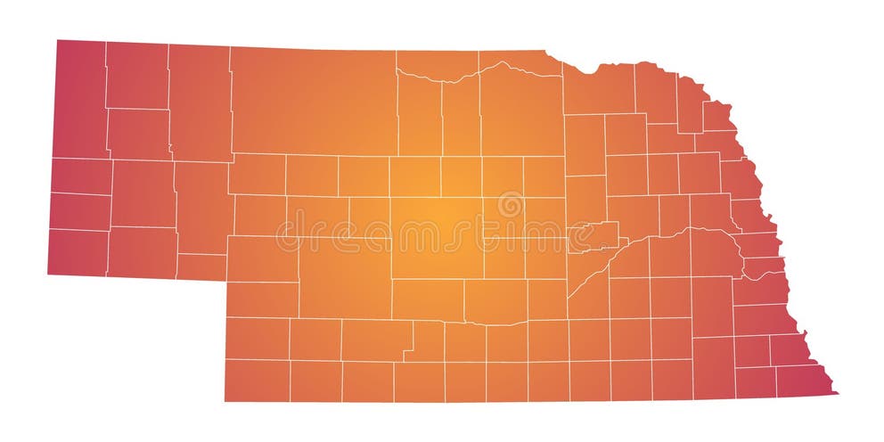 Nebraska Administrative Map. Counties Map of Nebraska, Blank Map, Empty ...