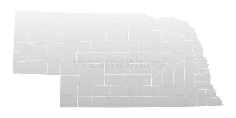Nebraska Administrative Map. Counties Map of Nebraska, Blank Map, Empty ...