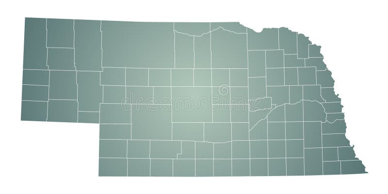 Nebraska Administrative Map. Counties Map of Nebraska, Blank Map, Empty ...