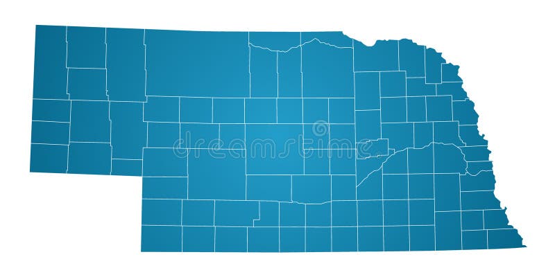 Nebraska Administrative Map. Counties Map of Nebraska, Blank Map, Empty ...