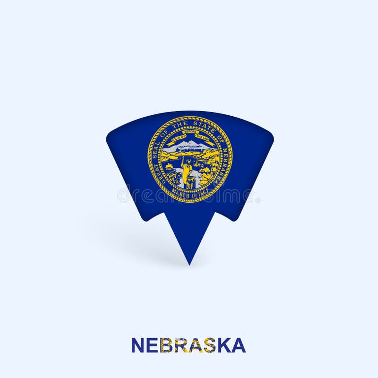 Nebraska Flag Map Pointer Design with Shadow Stock Vector ...