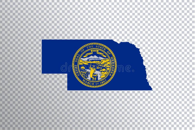 Nebraska Flag and Map, Transparent Background Stock Illustration ...